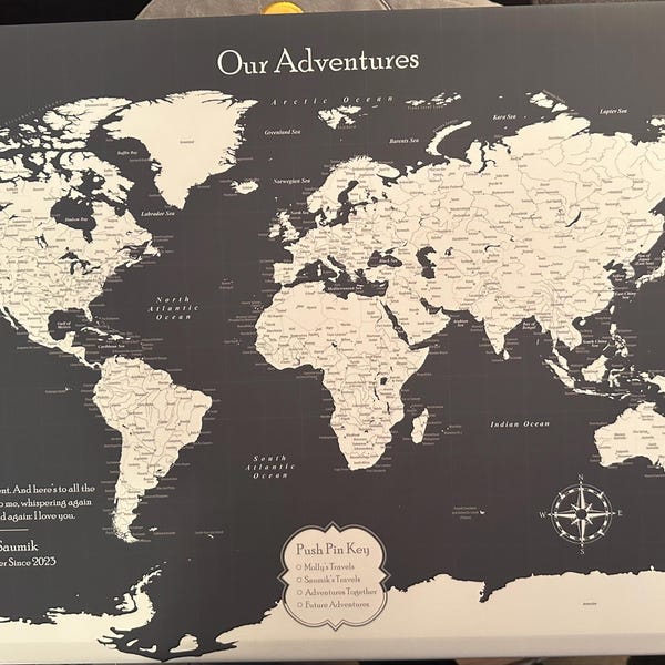 Personalized World Map, Custom Push Pin Map on Canvas, Travel Gift for ...