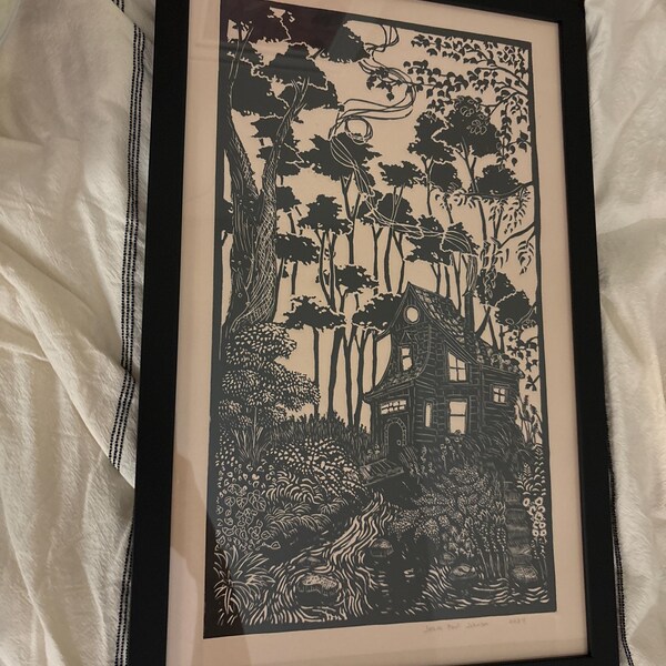 Linocut Print, Cottage, 11x18 - Etsy