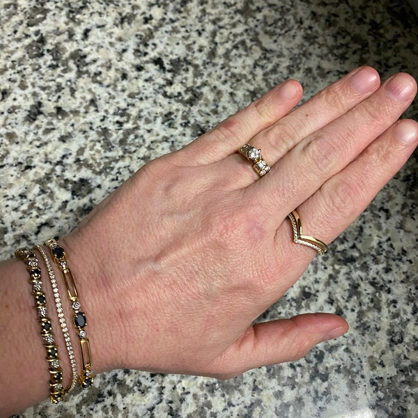 V Ring Set, Stacking Ring, Chevron Ring, Minimalist Ring, Wedding Band ...