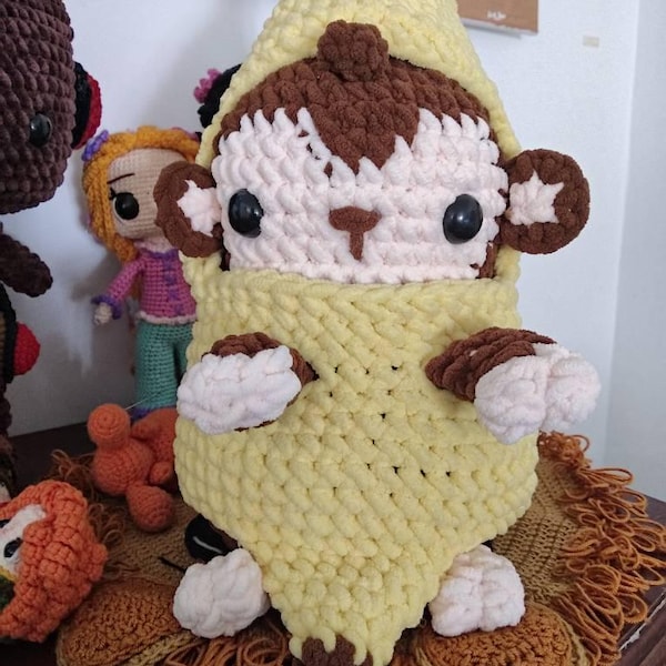 Amigurumi Pattern "bono the Monkey", Chubby Monkey in a Banana Costume ...
