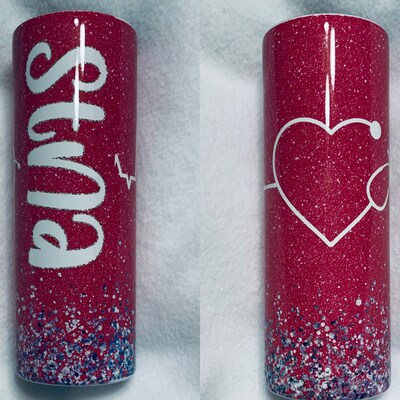 20 Oz Hot Pink Glitter STNA Sublimation Skinny Tumbler Design Straight ...