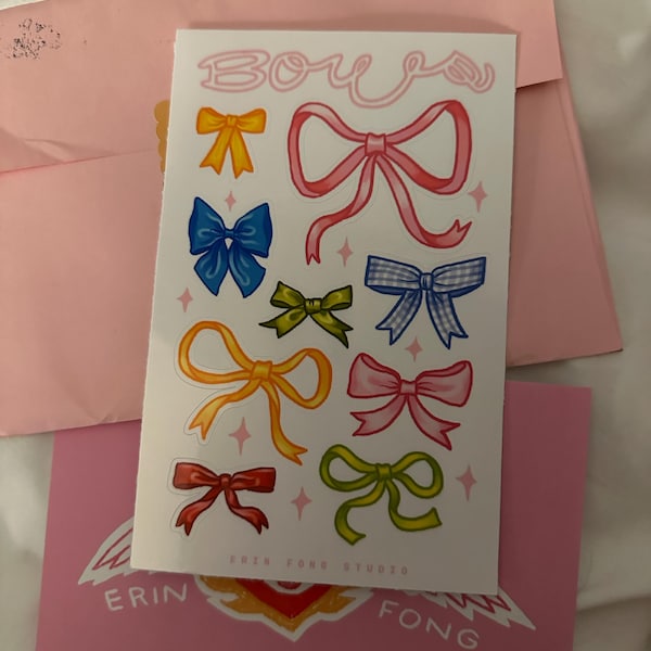 Bow Sticker Sheet | Colorful Ribbon Deco Sticker Sheet, Planner ...