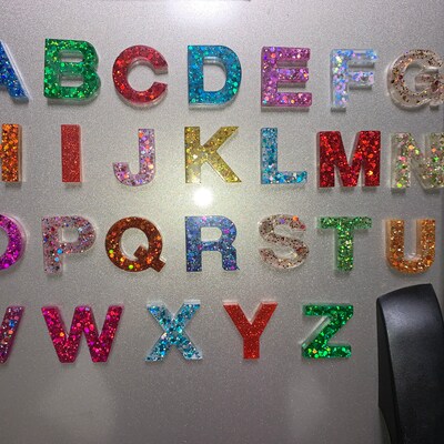 Uppercase ONLY Multicolored Glitter Resin Alphabet - Etsy