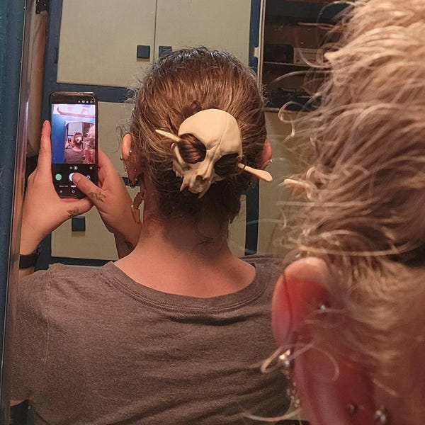 Cat Skull Hair Pin (3 Sizes), Many Color Options, Hair Cage, 3d Printed ...
