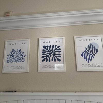 Navy Blue Matisse Print Set of 3 Art, Exhibition Posters, Modern Abstract Set, Dark Blue Wall ...