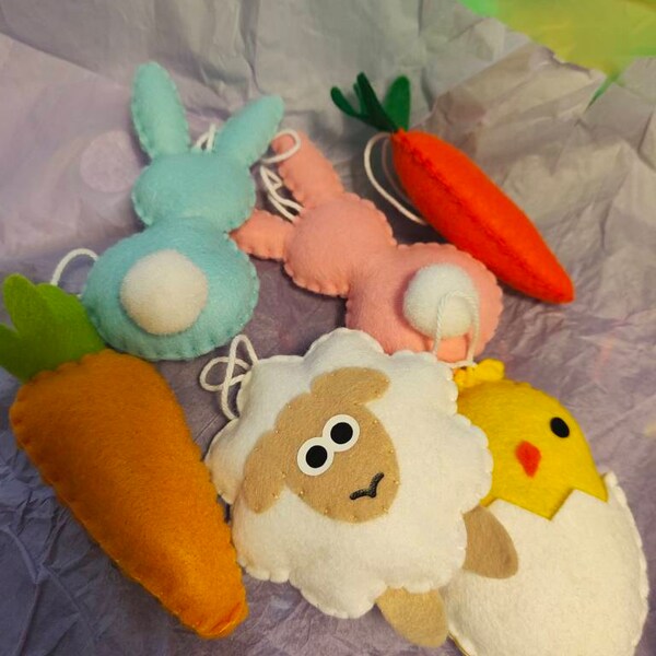 Felt Christmas Decorations. Santa. Snowman. Elf. Reindeer. Robin ...