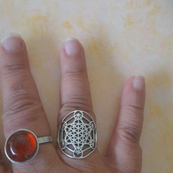Metatron Cube Ring STERLING SILVER 925 Sacred Geometry Archangel ...
