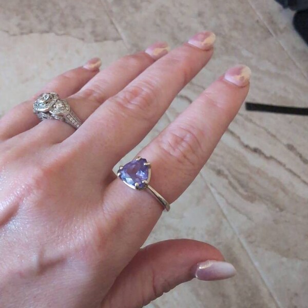 Beautiful Trillion Cut Musgravite Ring 11.45CT. Accent Stones Are Round ...