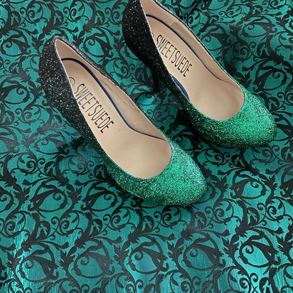 Under the Sea Sculpted Glitter Wedges Sculpted Shoes Low Wedding Shoes ...