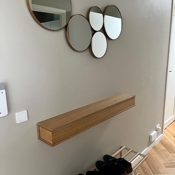 60cm Narrow Floating Drawer Console - Minimalist Wooden Entryway ...