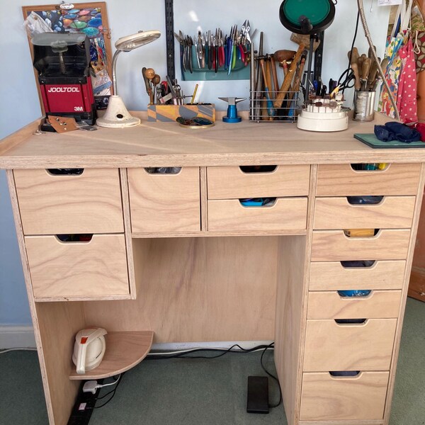 Workbench Drawer Tool Cabinet Wooden 18mm MDF Top Industrial Heavy-duty ...