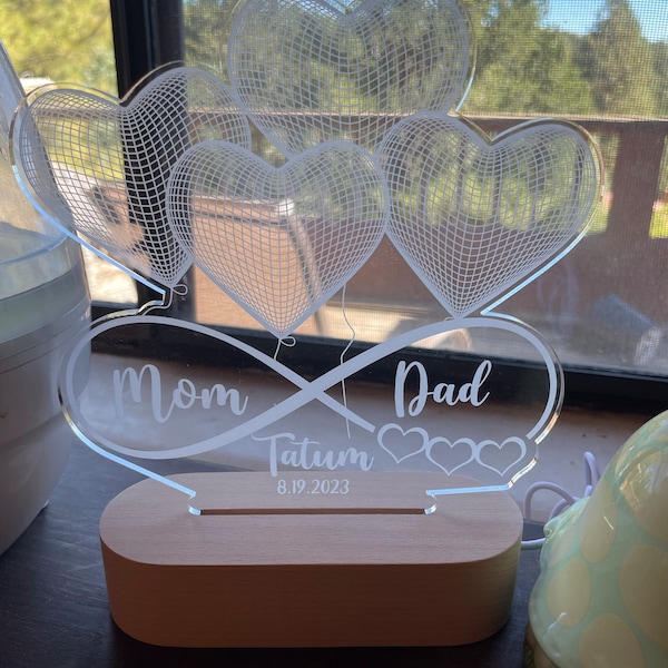 Personalized 3D Illusion LED Lamp | Infinity Heart Valentines Gift ...