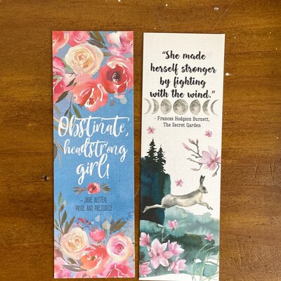 Jane Austen Quote Pride and Prejudice Bookmark Obstinate - Etsy