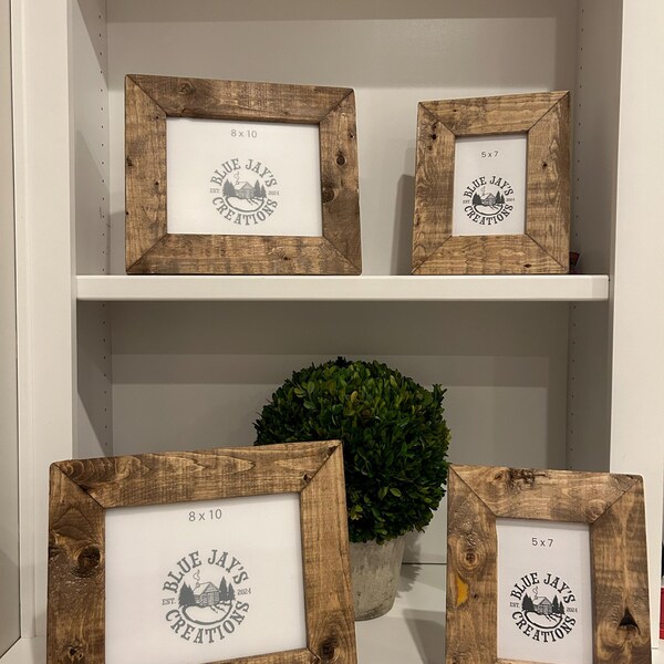 5x7 Rustic Farmhouse Complete Stained Frame With Rope Effect ...