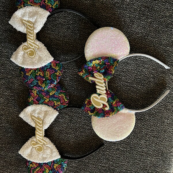 Minnie Mouse Ears, Wedding Ears for Adults and Kids, Bride Minnie Mouse ...