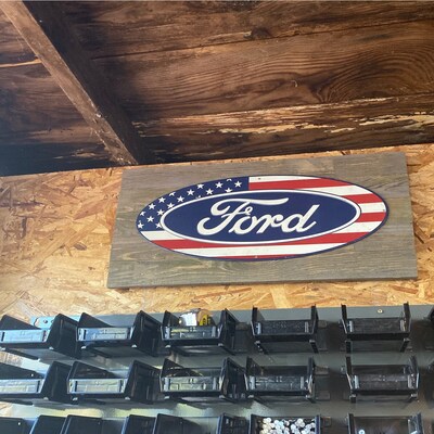 Ford Car Sign Rustic Pallet Wood Decor Car Show Stars and Stripes ...