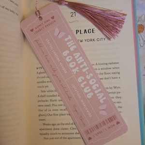 The Anti-social Book Club Bookmark Feminist Bookmark Bookmark Ticket ...