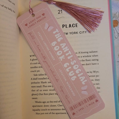 The Anti-social Book Club Bookmark Feminist Bookmark Bookmark Ticket ...