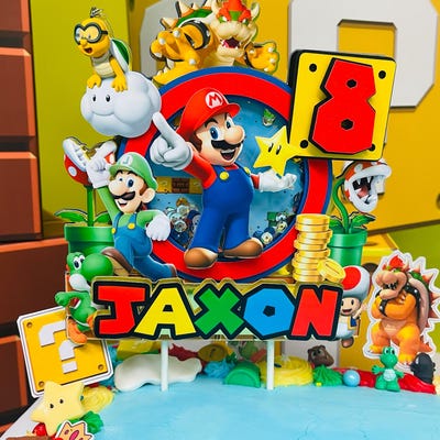 Super Mario Cake Topper, Mario Cake Topper Shaker With LED Lights ...