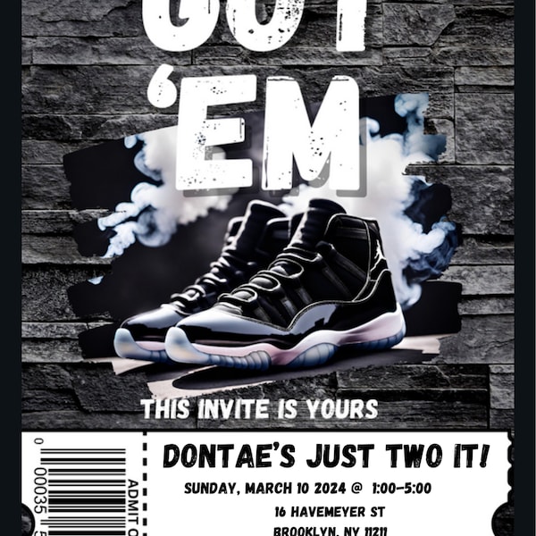 Nike Inspired Invitation Template - Etsy