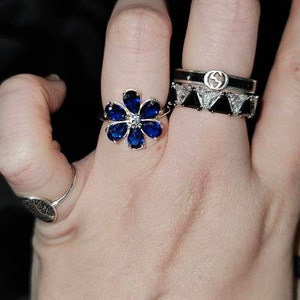 Blue Flower Eda Ring Magnolia Flower Silver Handmade Jewelry ...