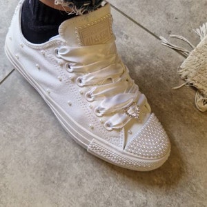 Bridal Wedding Custom White Pearl Converse Wedding Sneakers Bride Converse - Etsy