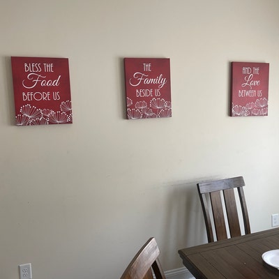 Red Kitchen CANVAS or PRINTS Bless the Food Signs Kitchen - Etsy