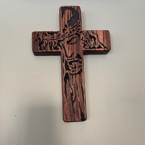 Small Rustic Wooden Cross With Jesus's Face Carved In - Etsy