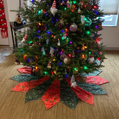 Christmas Tree Skirt 42 Inch Diameter Candy Quilted Green - Etsy