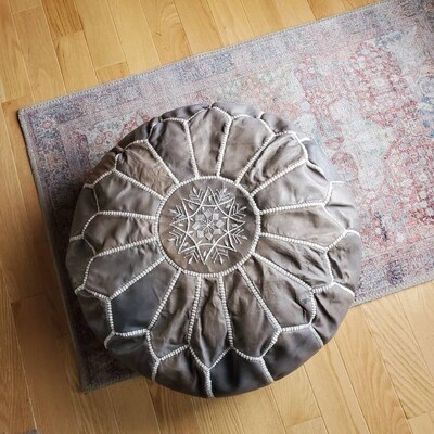 Set of 2 Leather Pouf Cover for Chair Personalized Pouf - Etsy