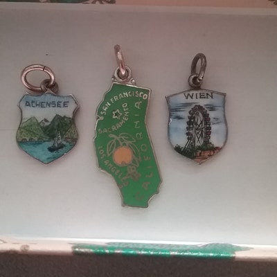 Vintage Austria Travel Shields and Hand Painted Charms in 800 835 ...