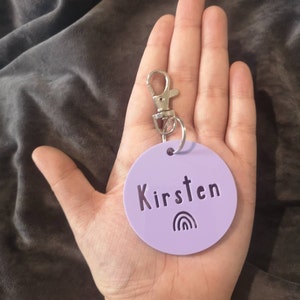 Round Acrylic Personalised Name Keyring - Etsy UK
