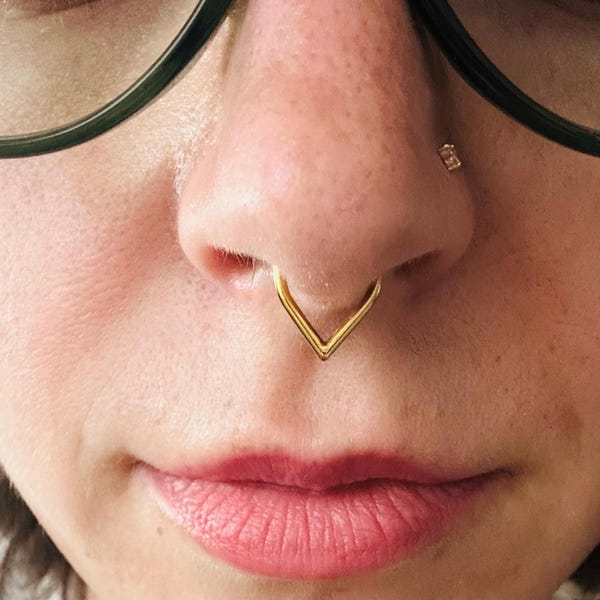 Titanium Teardrop Septum Ring, Nose Ring, Hinged Clicker Hoop, Nose ...