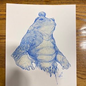 Sumo Frog Sketch Art Print by Dela Longfish 8x10 and 5x7 - Etsy