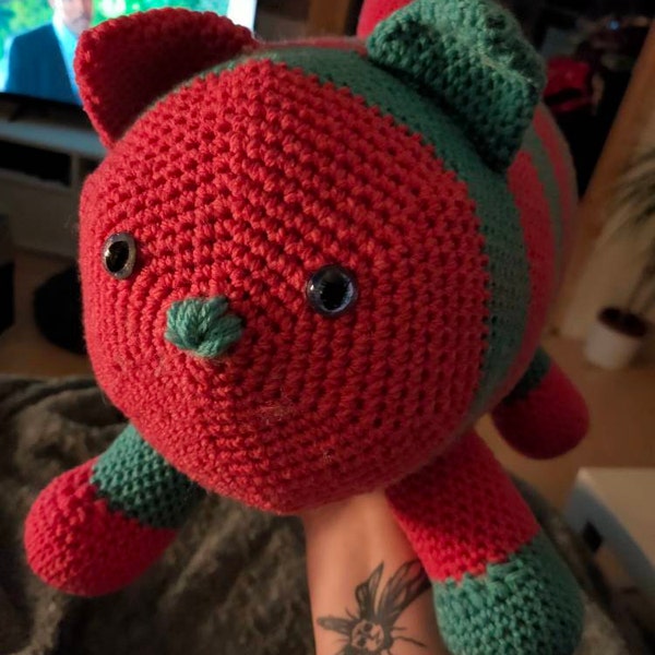 Handmade Crochet Fat Cat Plush Toy - Adorable Amigurumi Kawaii Chubby ...