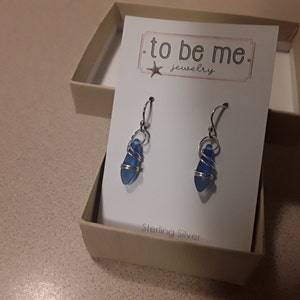 Dainty Blue Drop Earrings, Boho Silver Jewelry, Gift for Her, Gifts - Etsy