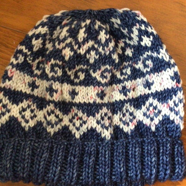 Knitted Fair Isle Beanie Hat Pattern, Classic Nordic Fair Isle Design ...