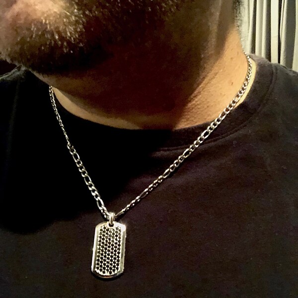 Men's Diamond Vertical Bar Pendant - Gold on Emerald Pavé Gemstones - Etsy