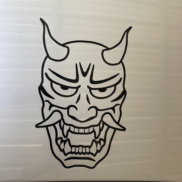 Hannya Mask Outline Vinyl Decal Sticker Oni Demon JDM Skull Japanese - Etsy