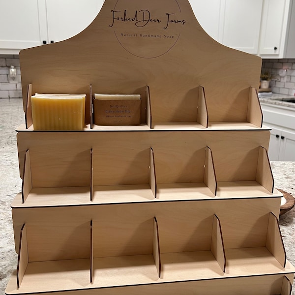 Soap Display Stand: Custom 3-tier Wooden Vendor Shelf, Tabletop Soap ...