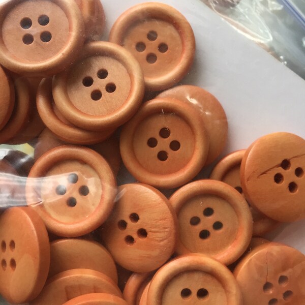 1" Rustic Wood Sewing Buttons Dark Brown - 1 Inch Wood Buttons - 25mm ...