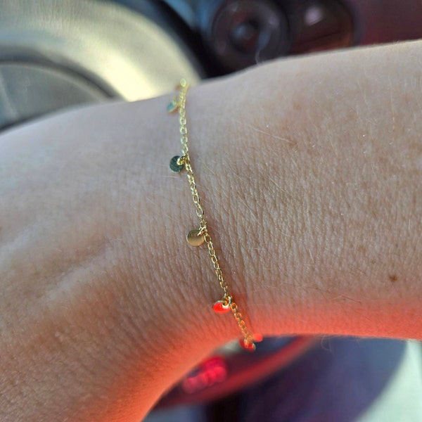 Tiny Disc Bracelet - Shimmer Bracelet -trendy Disc Bracelet - Mini Disc ...