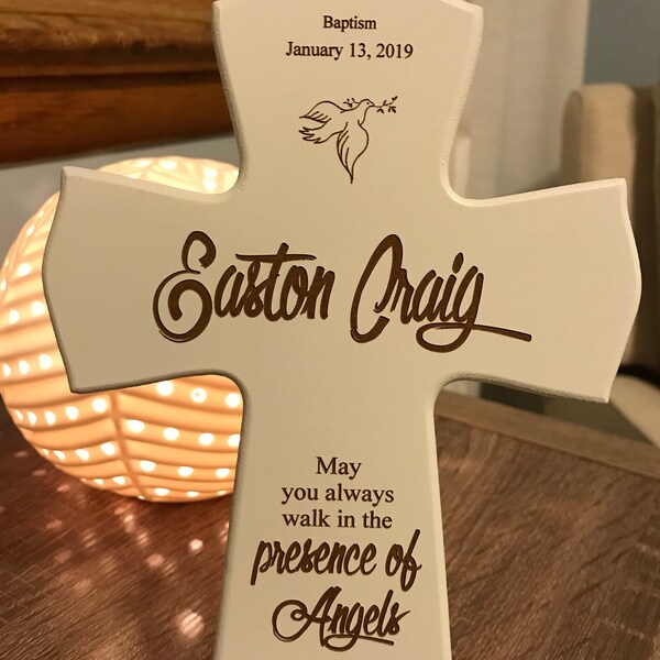 SMALL Baptism Cross for Boy, Small Baby Dedication Cross, Personalized ...