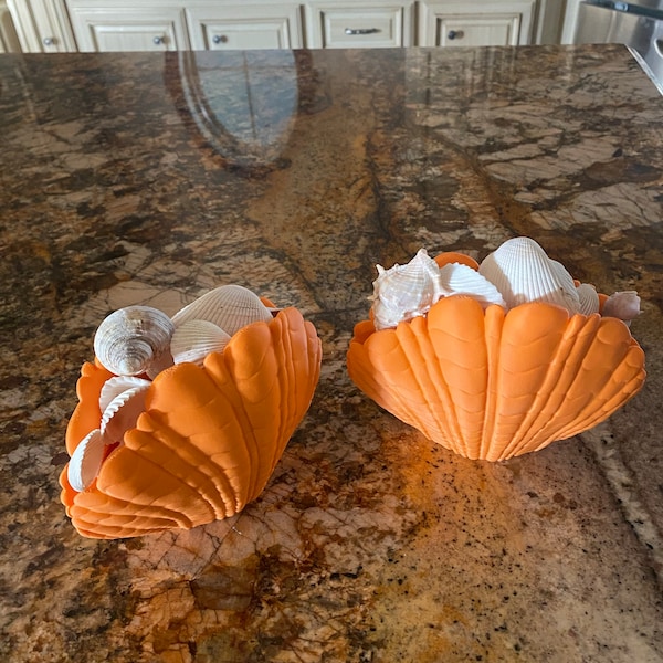Seashell Vase – 3D Printed Shell Flower Pot, Coastal Beach Decor ...