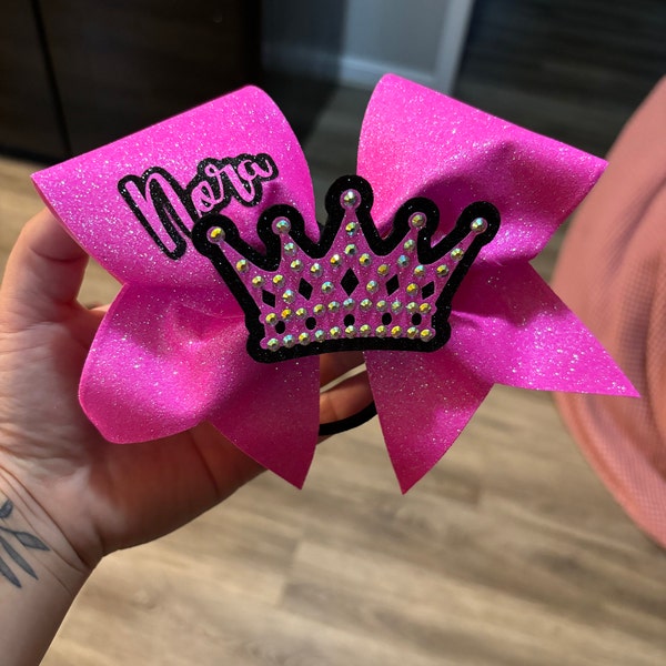 Set of 10 Hot Pink Glitter Personalized Team Cheer Bows With Custom ...