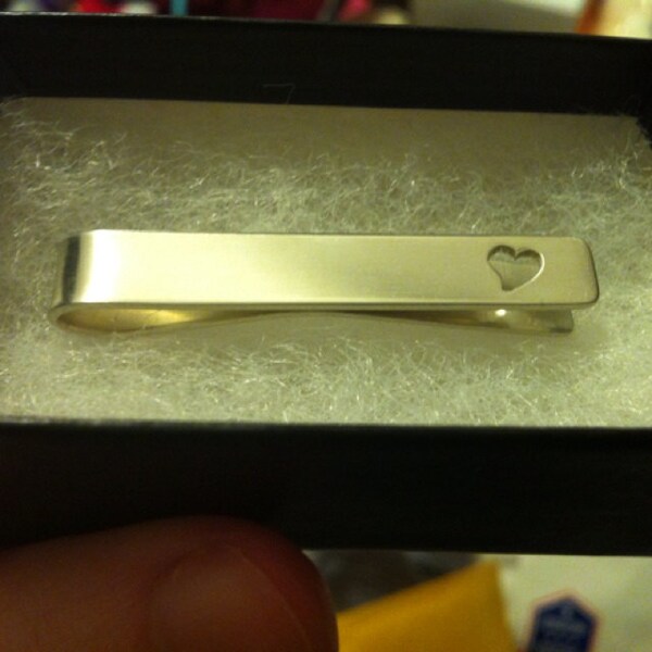 Sterling Silver Tie Clip With Heart Cut Out for Father's Day and ...