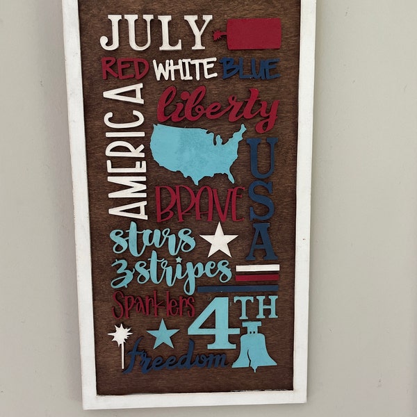 July Word Collage DIY Wood Kit - Etsy