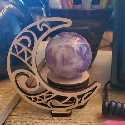 Crescent Moon Sphere Stand / Quality Handmade/ Wooden/ Crystal Ball ...