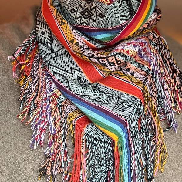 Magnificent Peruvian Alpaca Shawl With Sacred Symbols/ Andean Ceremony ...