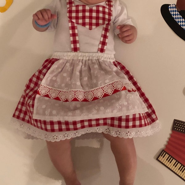 Baby‘s First Dirndl, Baby Dirndl, Light Blue Checkered Christening Robe ...